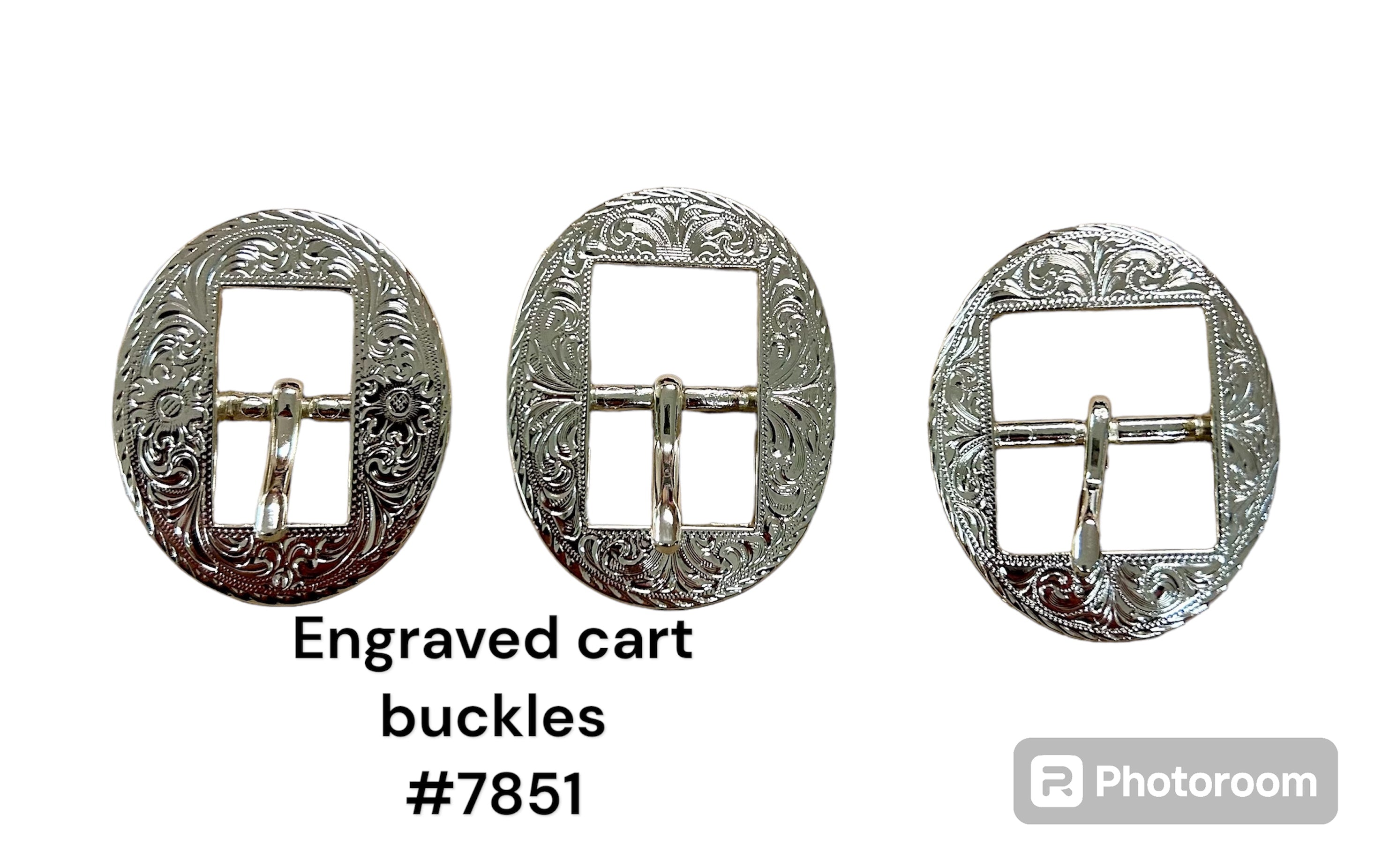 Engraved cart buckle nickel plated – Traditions Leathercraft LLC