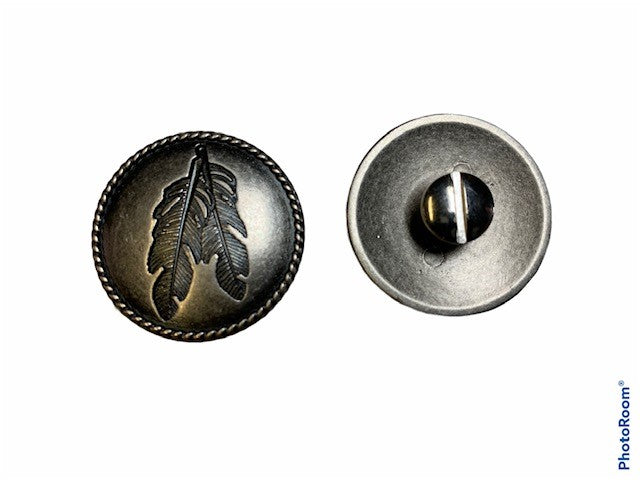1 1/4" Antique Nickel Twin Feather Concho – Traditions Leathercraft LLC