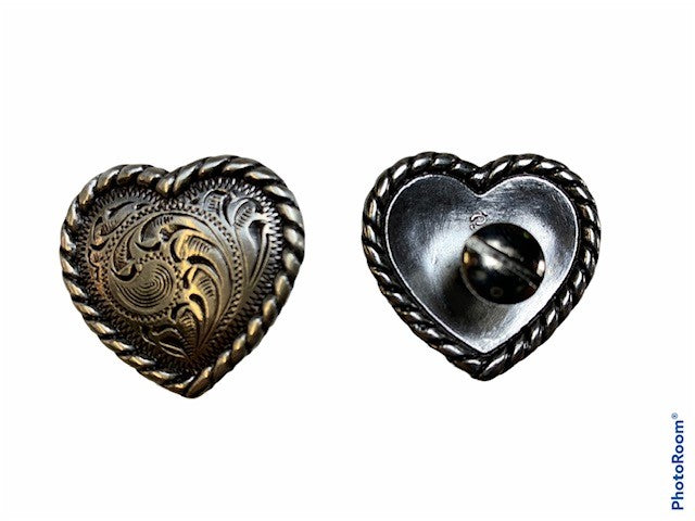1 1/4" Antique Nickel Border Heart Concho – Traditions Leathercraft LLC